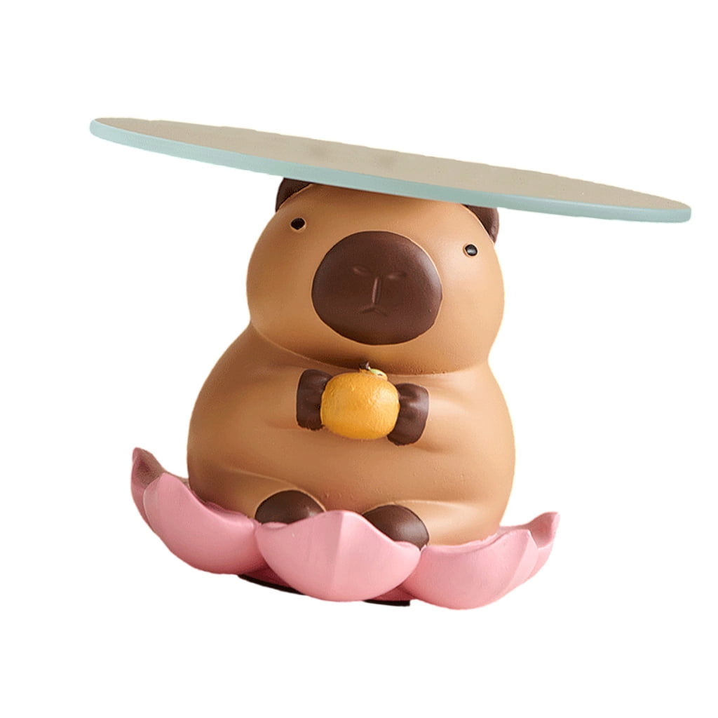 ZPAQI Cute Capybara Desktop Statue with Tray Key Candy Container ...