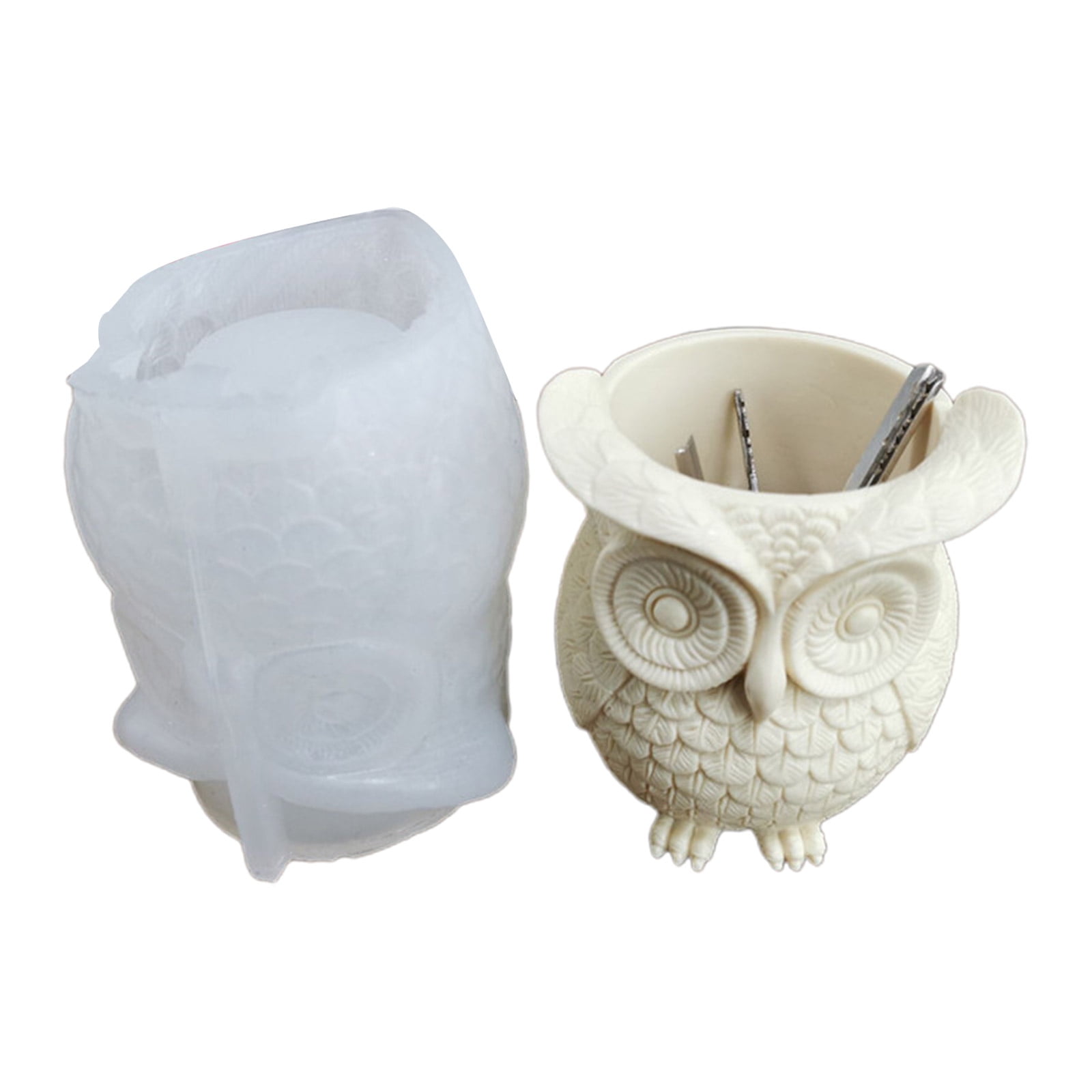 ZPAQI DIY Owl Shaped Planter Mold Flower Pot Silicone Mold Pen Holder ...