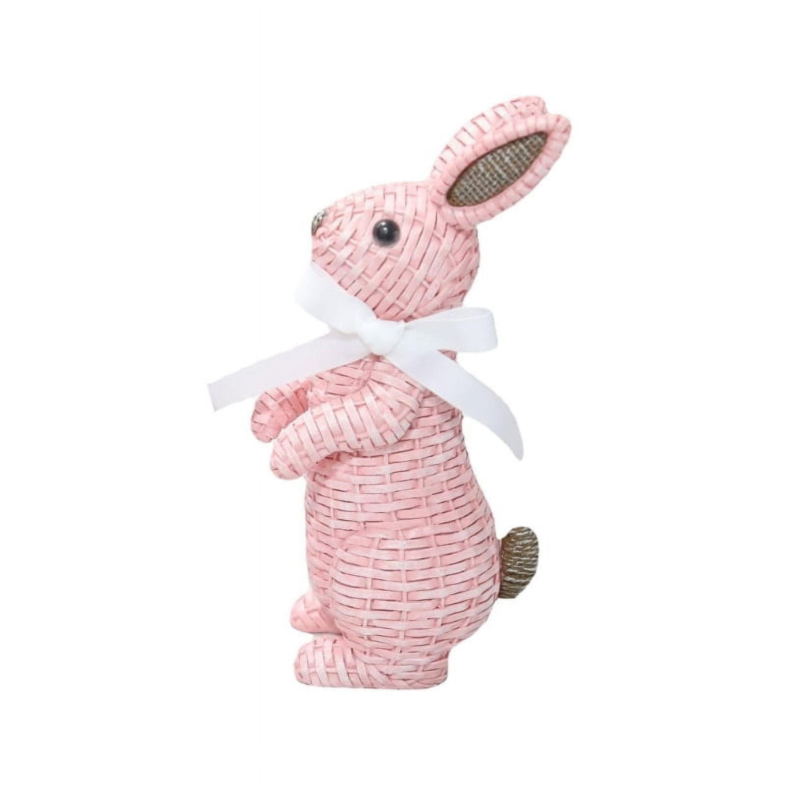 ZPAQI Easter Bunny Figurine Resin Rattan Woven Rabbit Outdoor Garden ...
