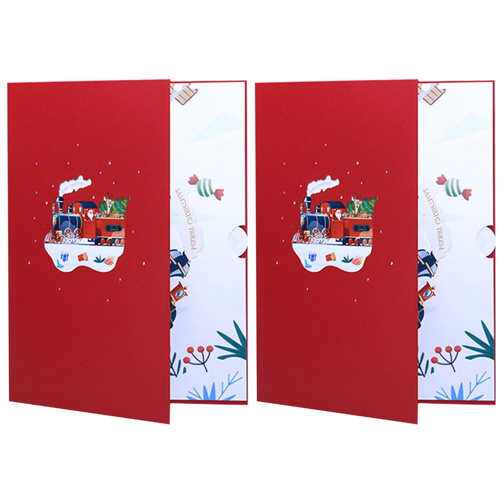 ZPAQI Elegant 3D Christmas Train Greeting Card Artistic Designed Card ...