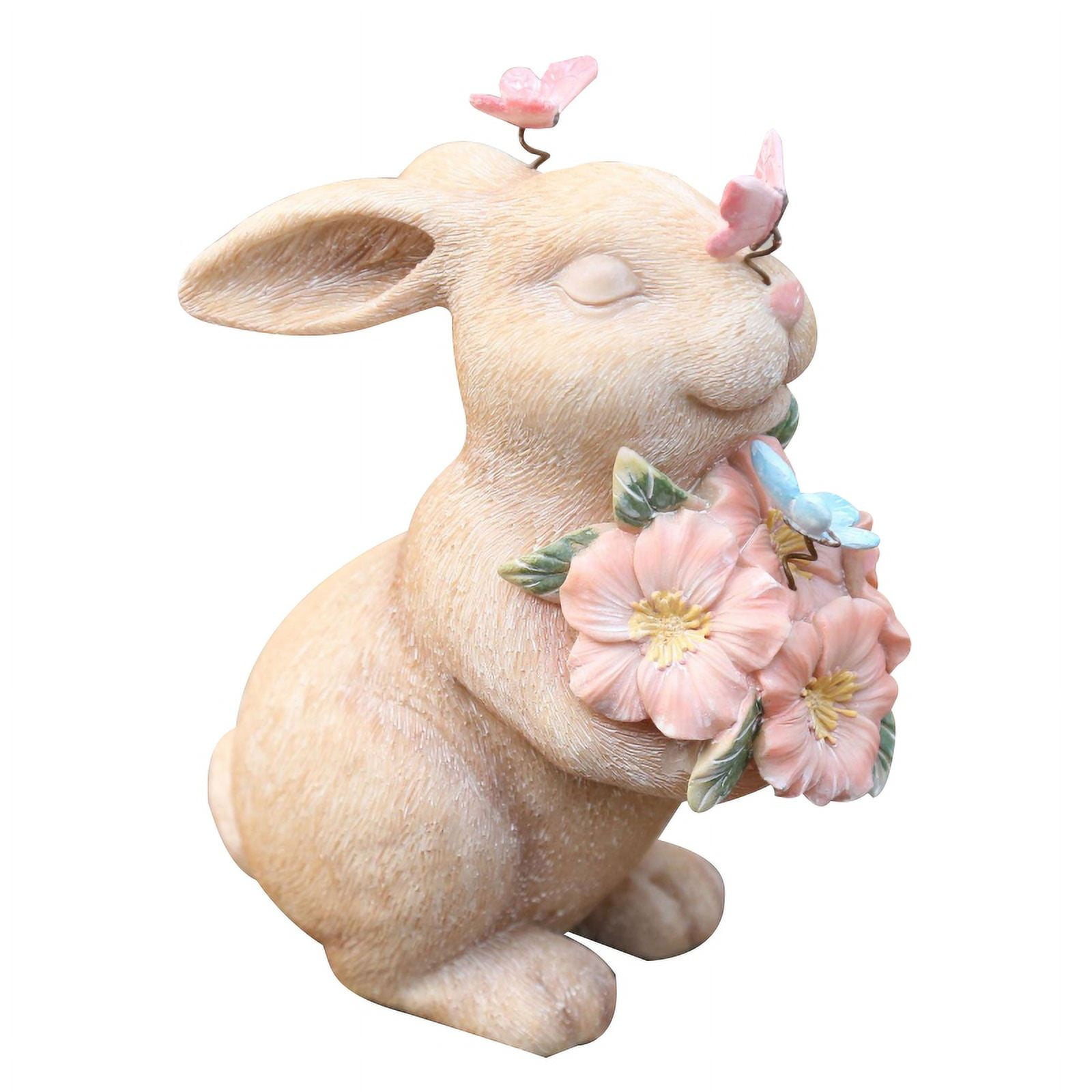 ZPAQI Flower Bunny Garden Statues Rabbit Animal Figurines Ornament for ...