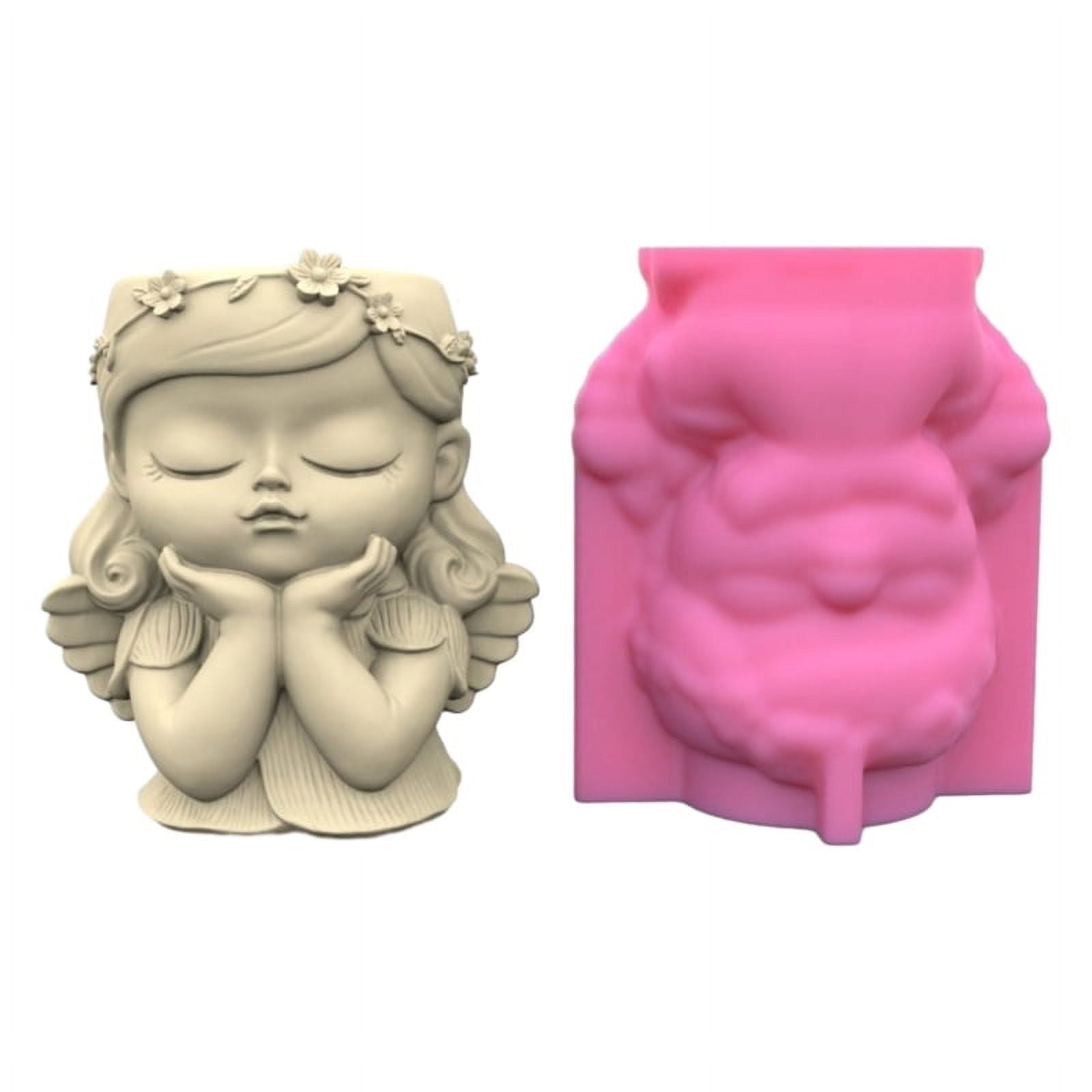 ZPAQI Flower Pots Cement Silicone Mold Cute Girl Succulent Planter ...