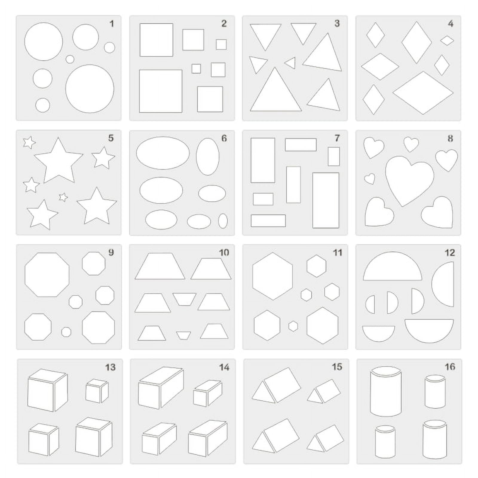 ZPAQI Geometric Shapes Stencils Drawing Templates Gifts Home Classroom ...