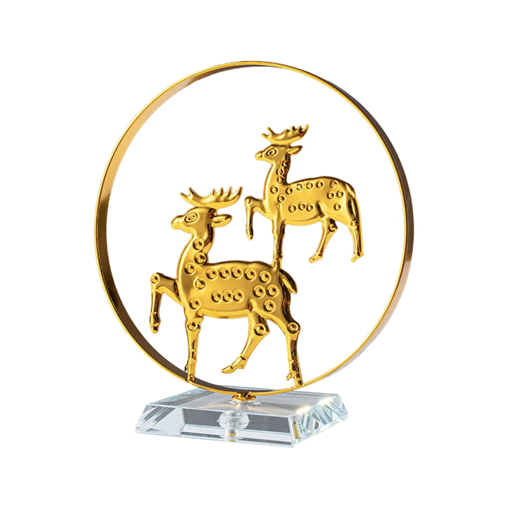 ZPAQI Golden Iron Art Tabletop Statues for Tabletop Decoration Deer ...