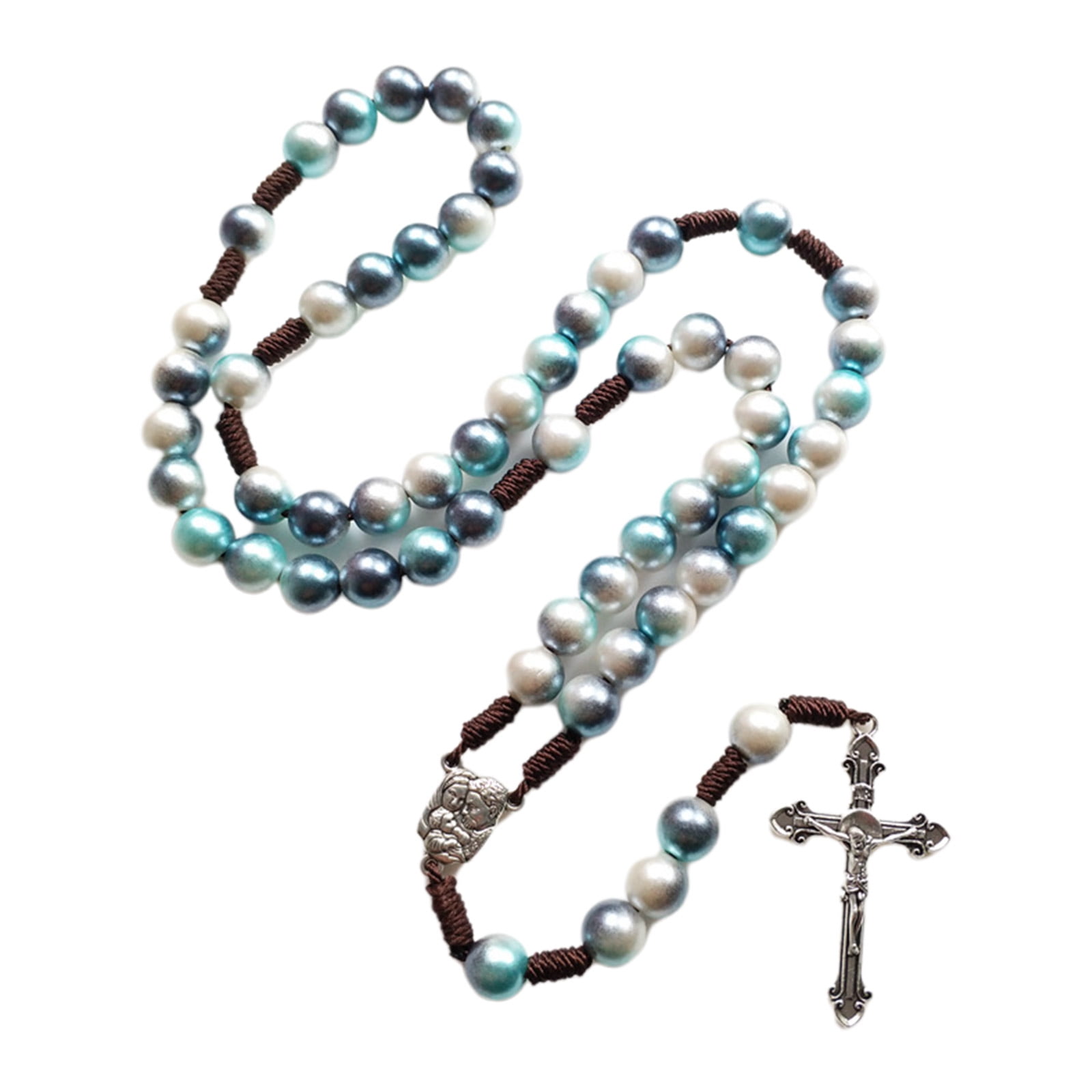 ZPAQI Handmade String Catholic Rosary Necklace Round Beads Religious ...