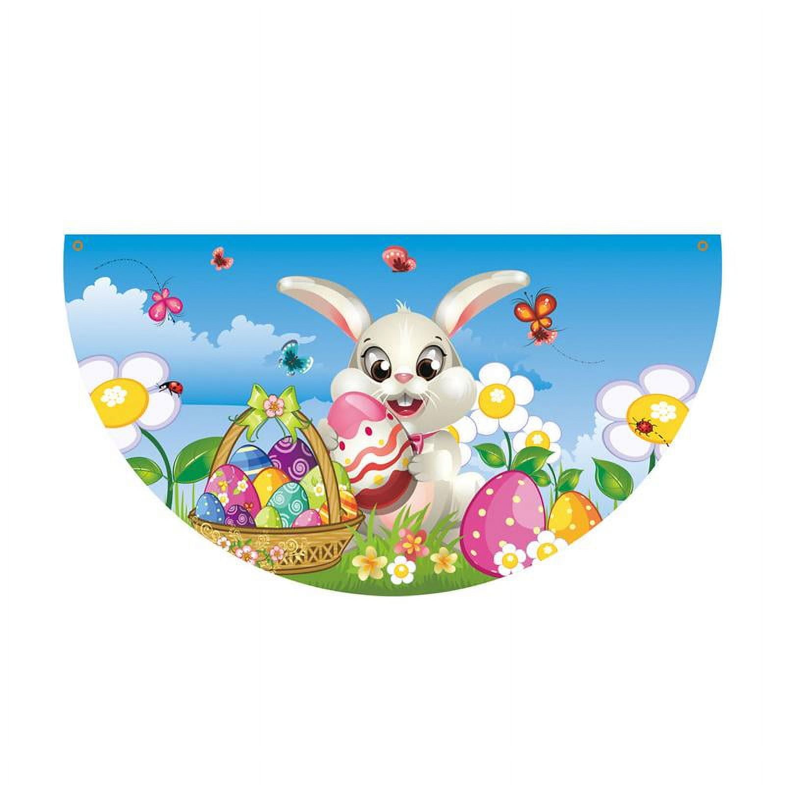 ZPAQI Happy Easter Flag Fan-shaped Semicircle Colorful Gnome Bunny Egg ...
