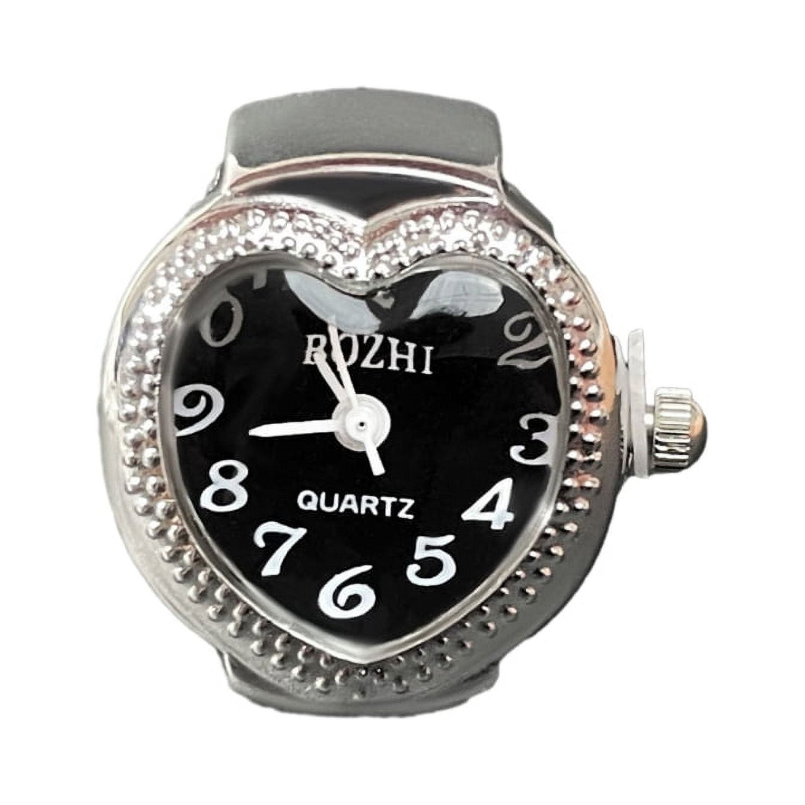 ZPAQI Heart Shape Vintage Punk Elastic Stretchy Quartz Watch Rings for ...