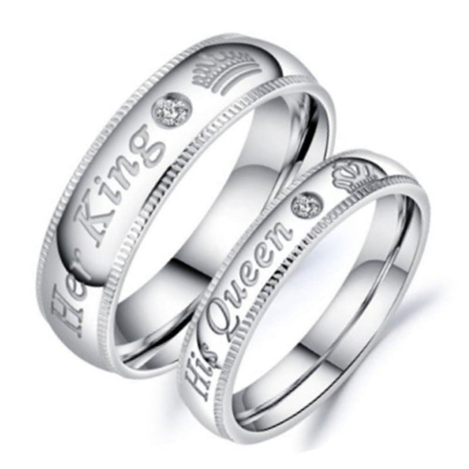 ZPAQI Her King and His Queen Alloy Ring Set Romantic Jewelry Ring ...