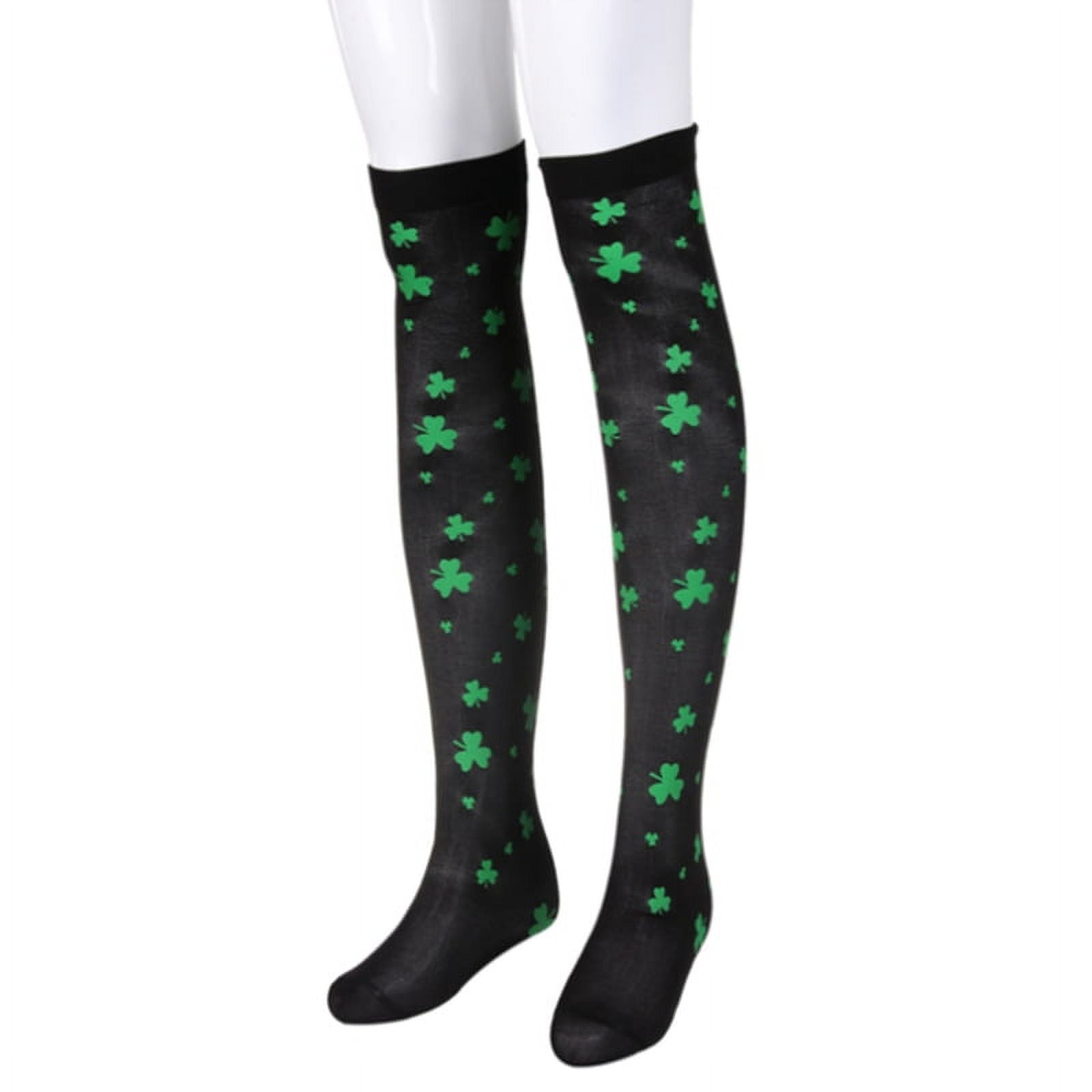 ZPAQI Irish Saint Patricks Day Thigh High Stockings Green Shamrock ...
