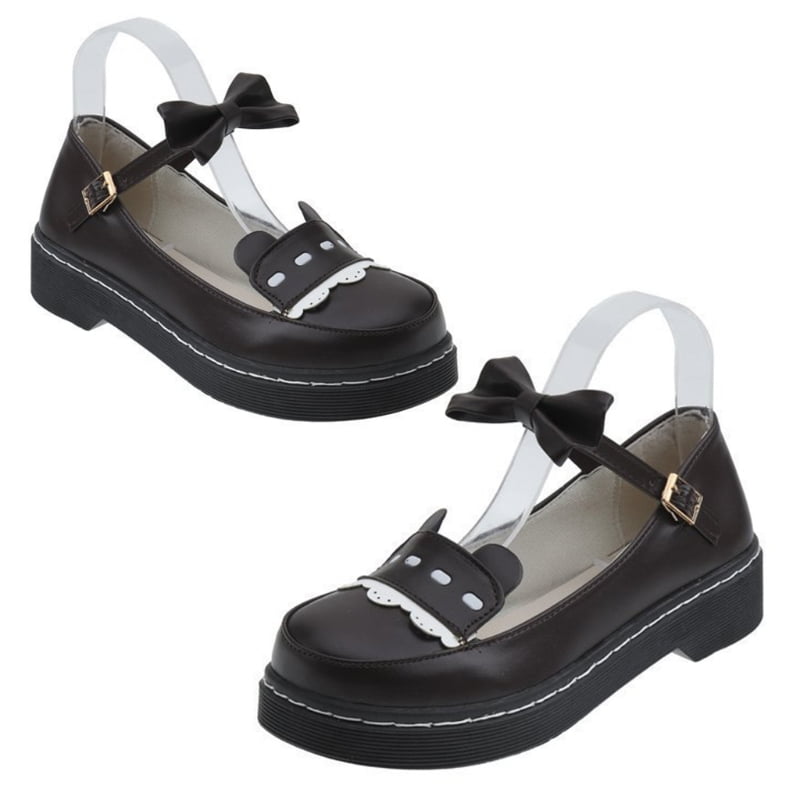 ZPAQI Japanese Lolita Faux Leather Shoes Sweet Bowknot Chunky Heel ...