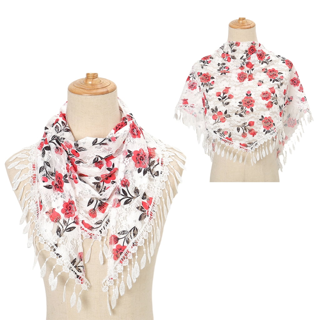 ZPAQI Lightweight Triangle Shawl with Lace Trim Headscarf for Woman ...