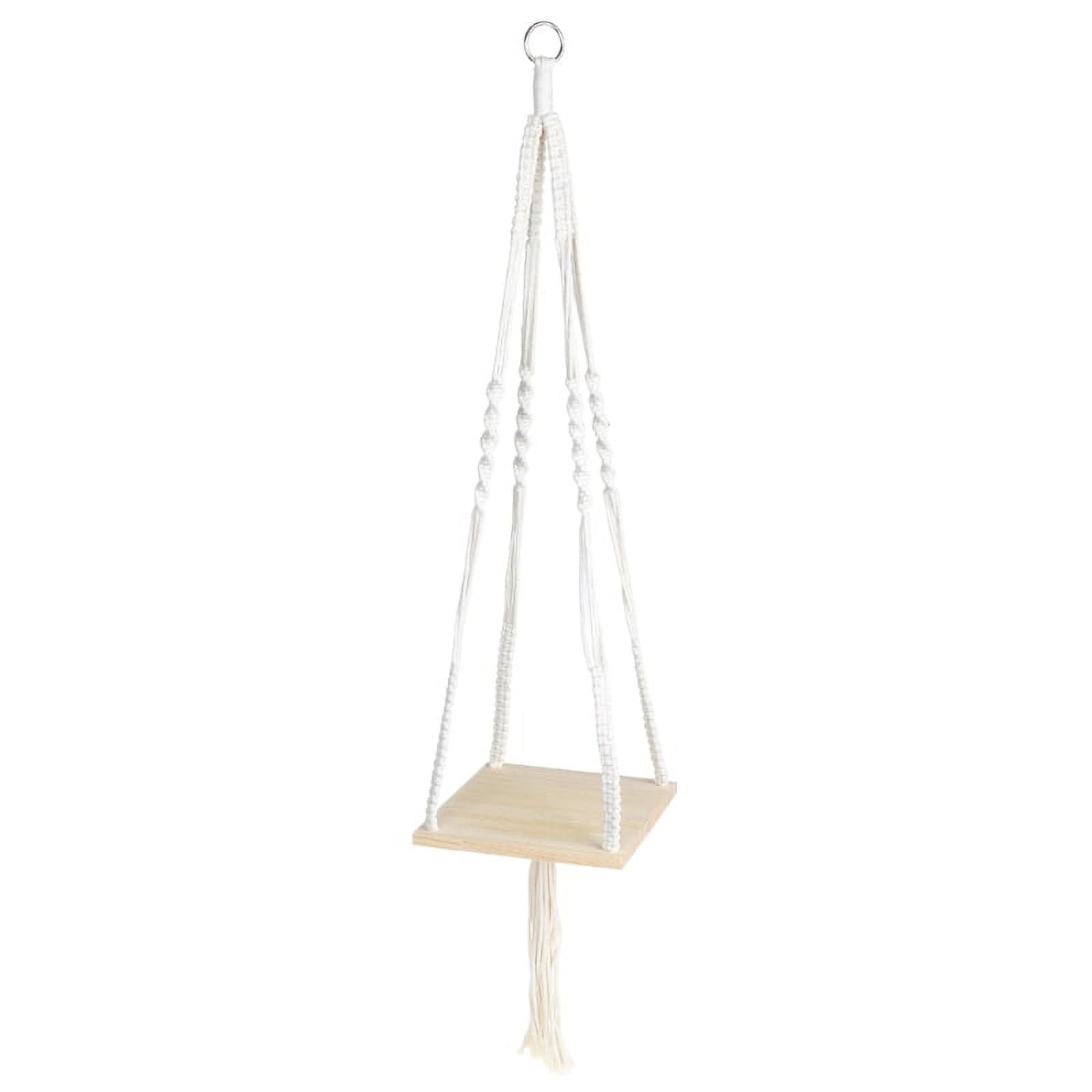 ZPAQI Macrame Plant Hanger with Square Wooden Plate Tray Woven Cotton ...