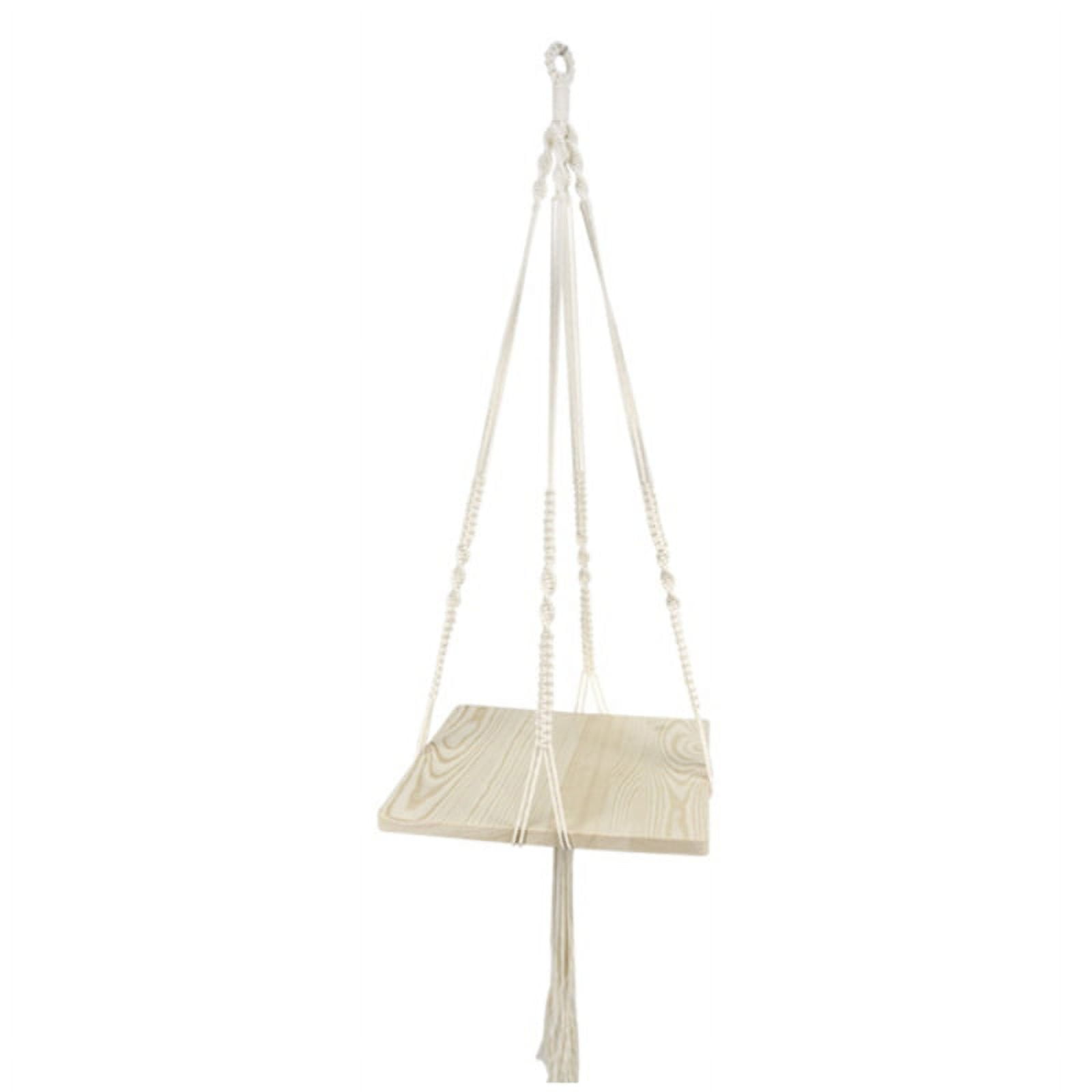 ZPAQI Macrame Plant Hanger with Square Wooden Plate Tray Woven Cotton ...
