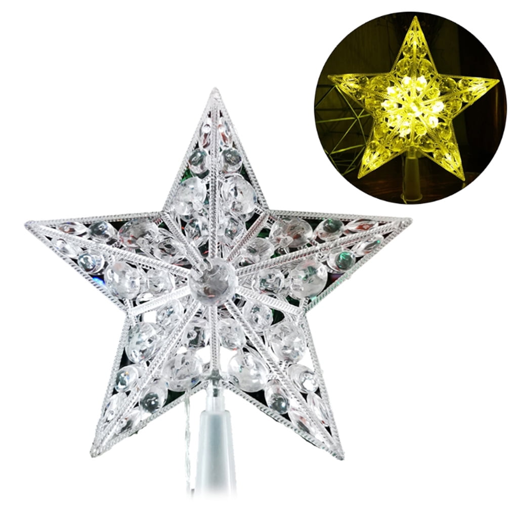 ZPAQI Nordic Christmas Tree Topper Star with LED Light Battery Crystal ...