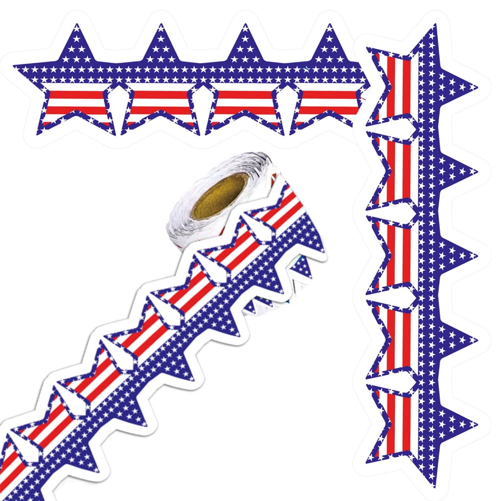 ZPAQI Patriotics Bulletins Board Border Independence Day Star Stickers ...