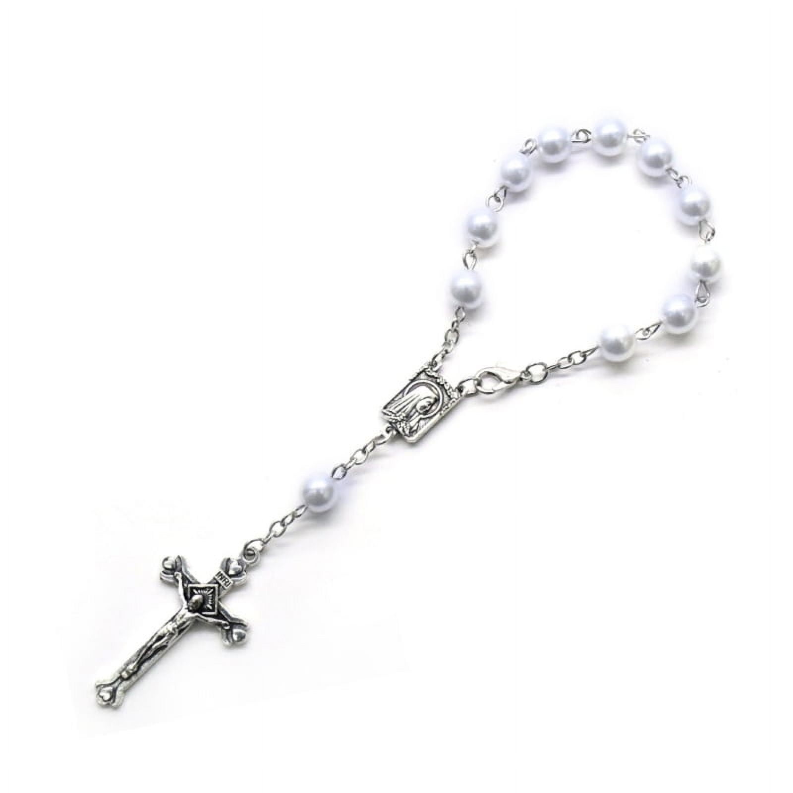 ZPAQI Pearl Finger Rosaries Baptism Rosary Small Rosary with Cross ...