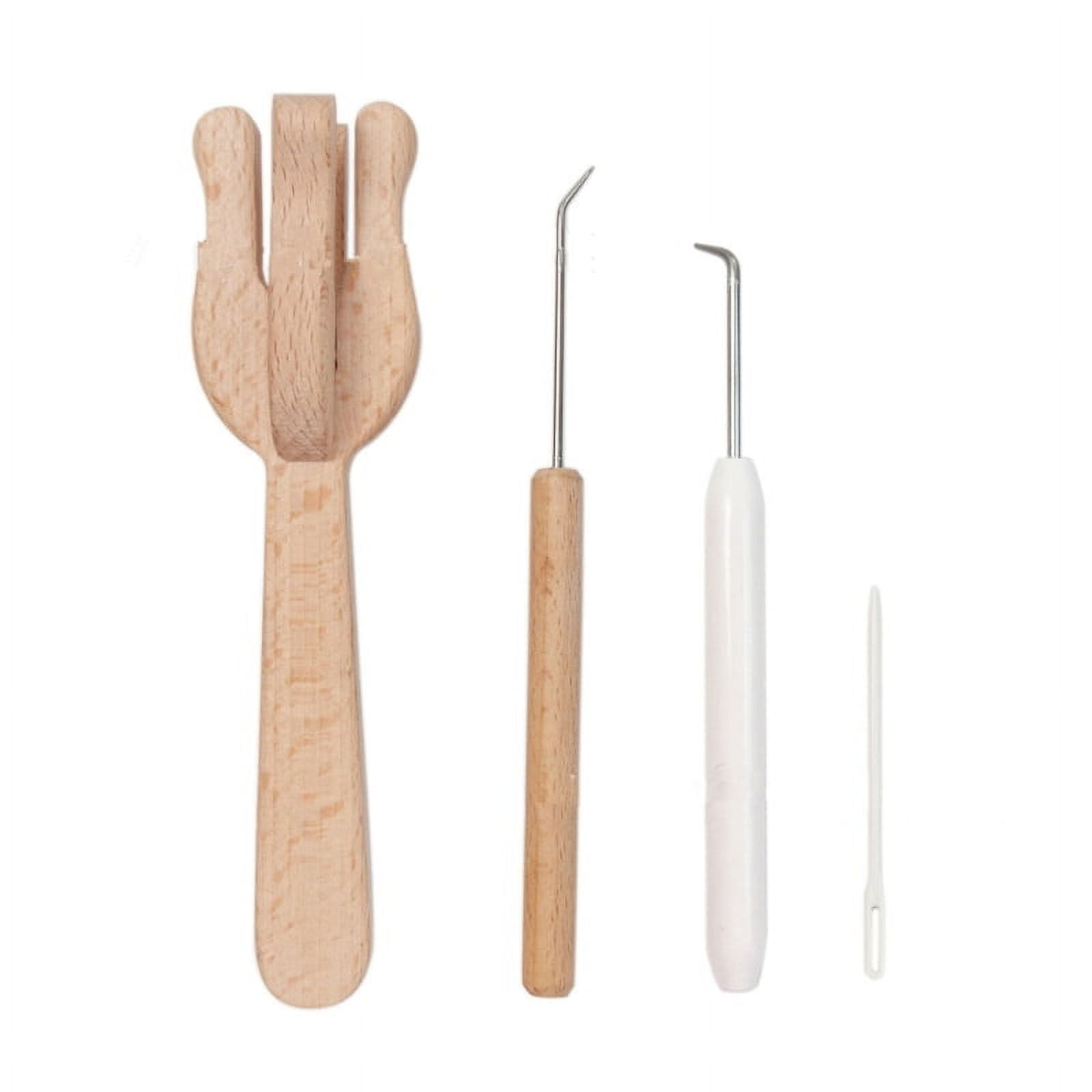 ZPAQI Portable Knitting Fork Set with Large Eye Needle, Wooden Fork ...