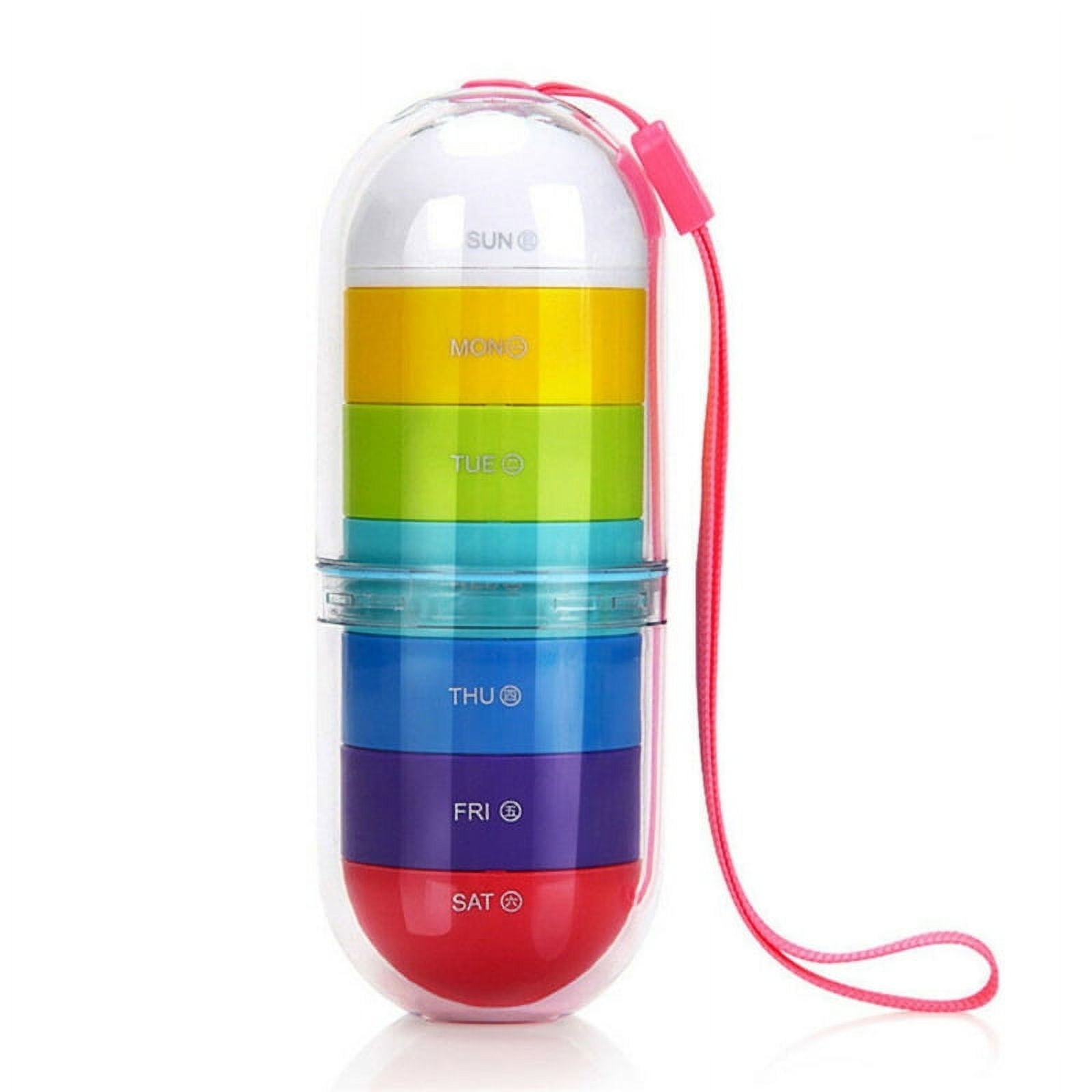 ZPAQI Portable Rainbow Pill Box Hold Pill Vitamin Parent Grandmother ...