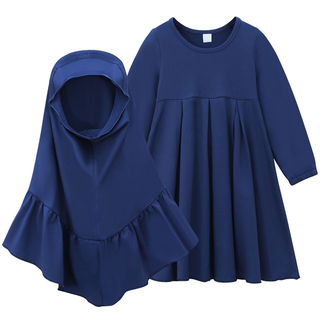 ZPAQI Prayer Clothing for Children Girls Muslims Dress with Headscarf ...