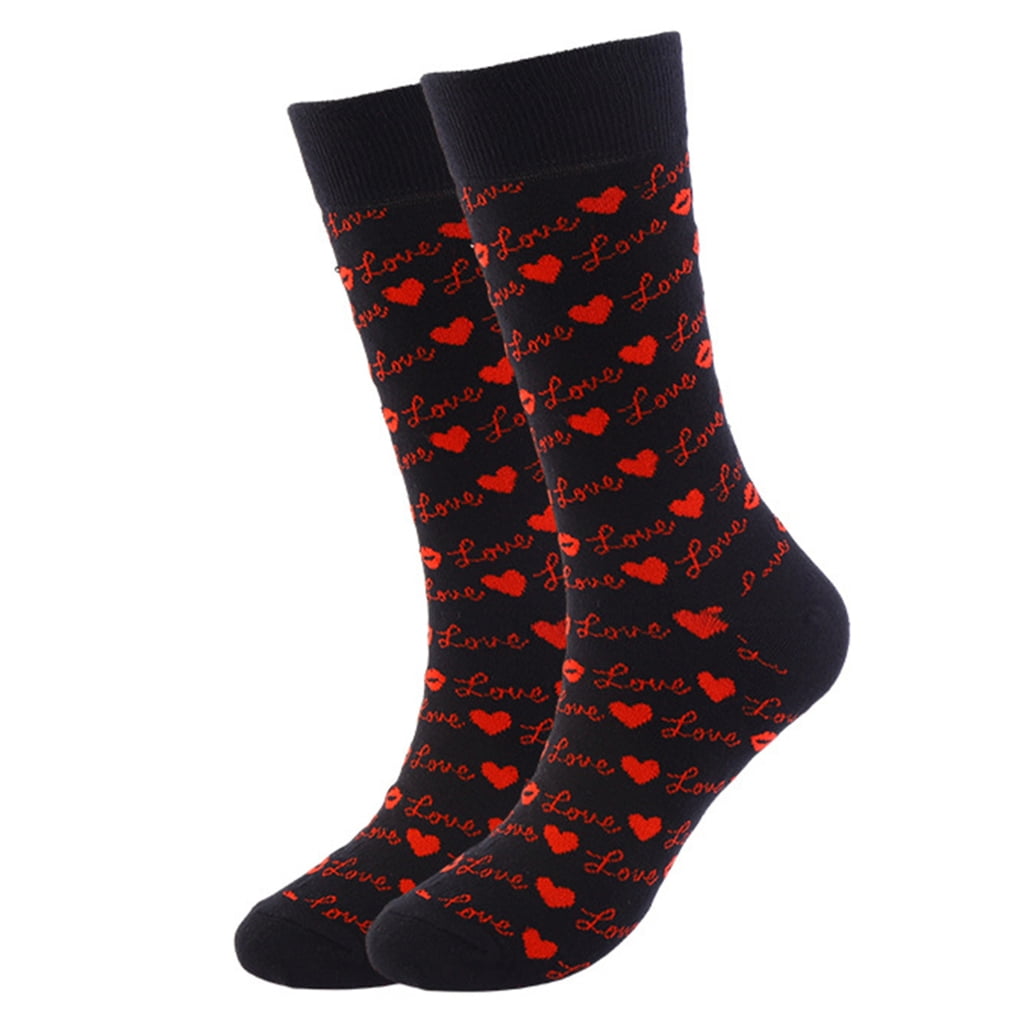 ZPAQI Romance Cotton Middle Calf Socks with Heart Lips Detailing for Loving Couples - Walmart.com