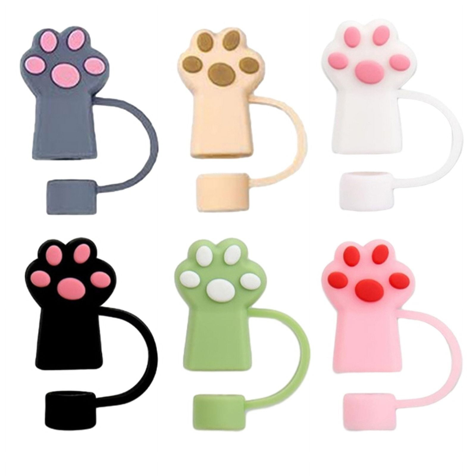 ZPAQI Set of 6 Lovely Cat Claw Straw Lids Straw Covers Cap Toppers ...