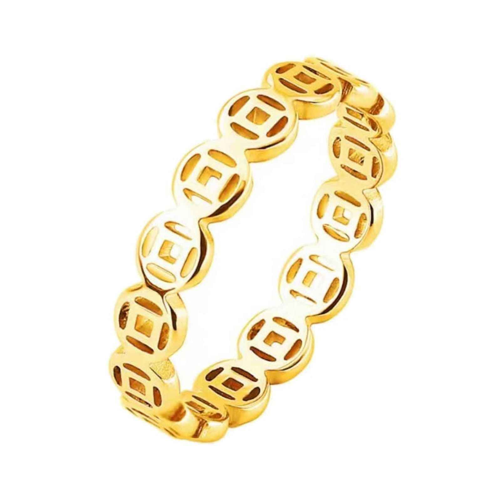 ZPAQI Single Ring Five Emperors Money Hollow Copper Coin Ethnic Style ...