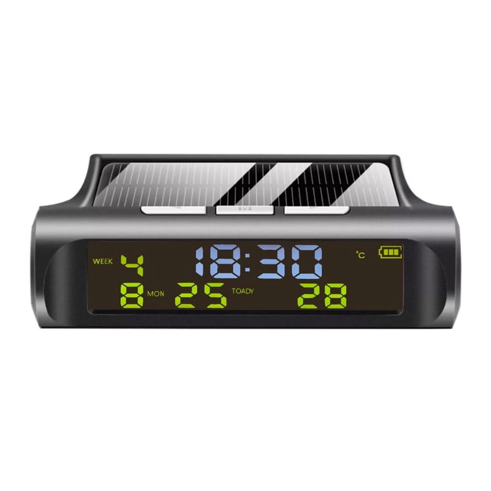 ZPAQI Solar Powered Car Clock Universal Multifunction Electronic Clock ...