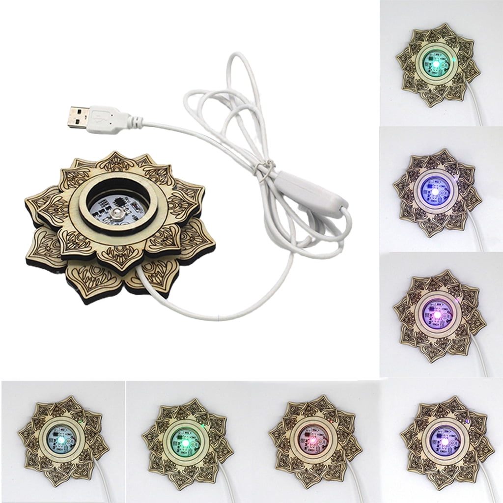 ZPAQI Solid Wood LED Bases Night Light Crystar LED Holder Lamp Base ...