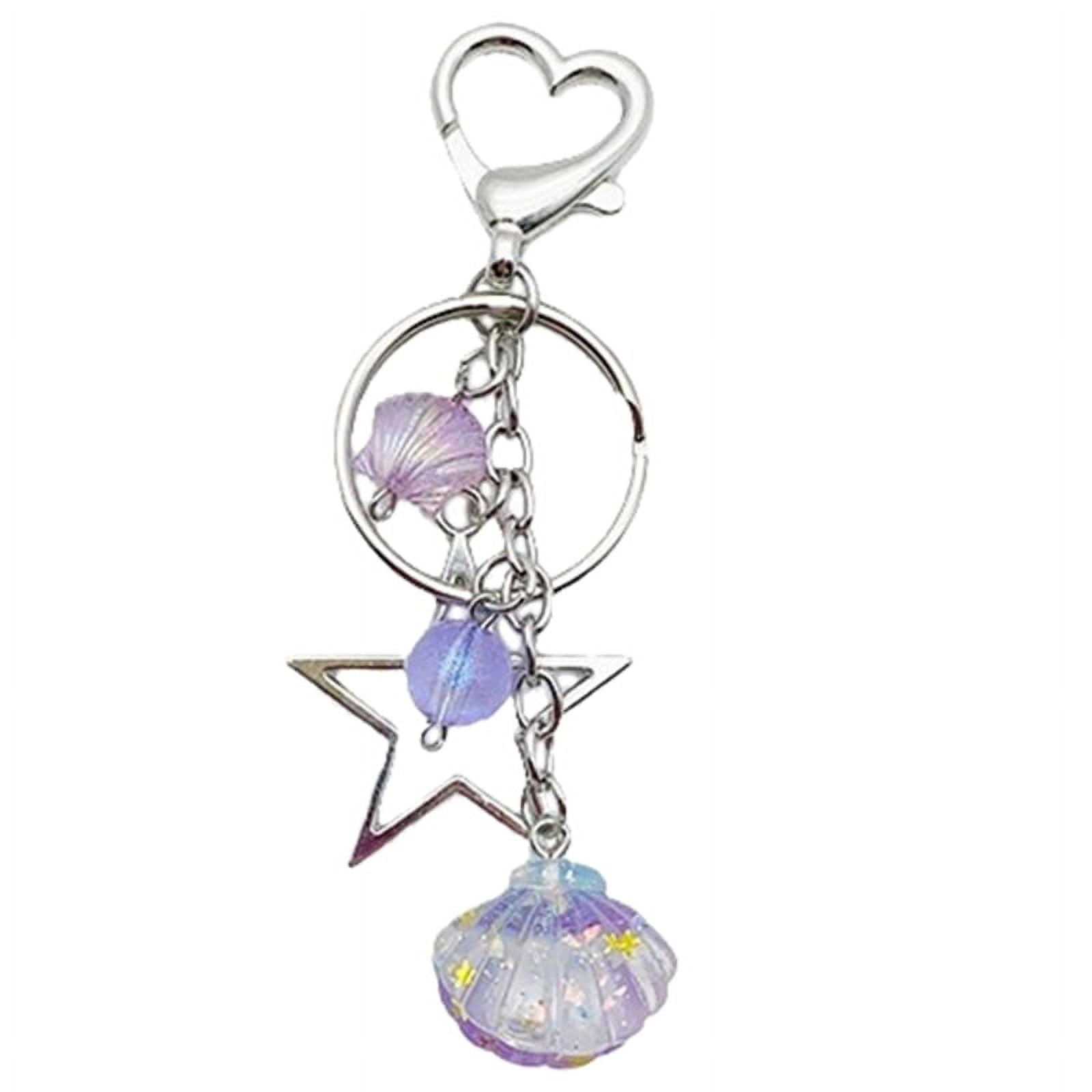 ZPAQI Sparkling Pendant Keychain with Bead Unique Heart Keyrings Phone ...
