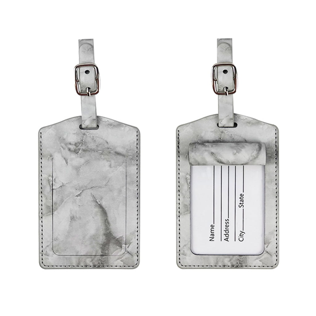 ZPAQI Travel Baggage Name Tag Suitcase Label Holder PU Leather ID Cards ...