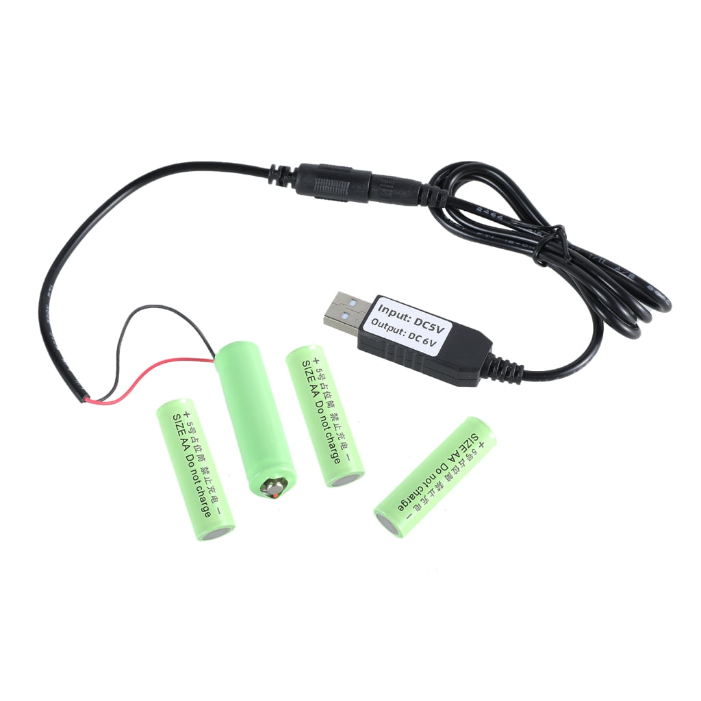 ZPAQI USB Power Supply Cable 5V to 6V AA LR6 Battery Eliminators ...