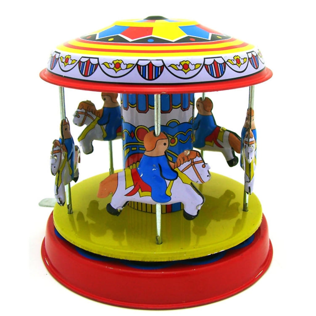 ZPAQI Vintage Carousel Clockwork Wind Up Tin Toy Decorations for Adults ...