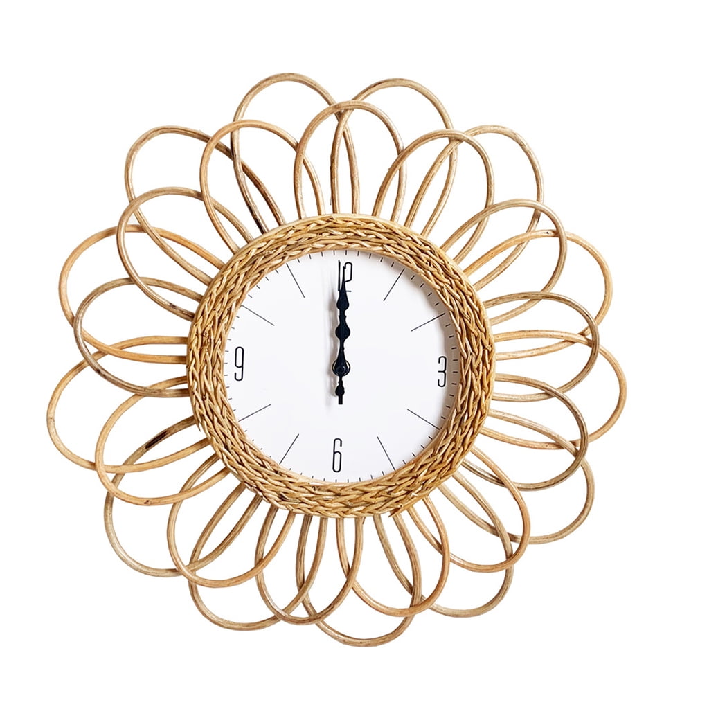 ZPAQI Wicker Collection Wall Clock Battery Powered Rattan Wall Clock ...