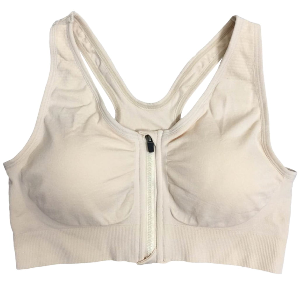 ZPAQI Womens Zipper Front Fastening Bra Post Surgery Support Bra with ...