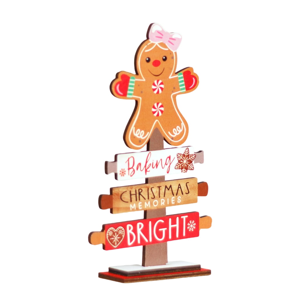 ZPAQI Wood Christmas Tree Sign Gingerbreads Man Letter Festival Desk ...