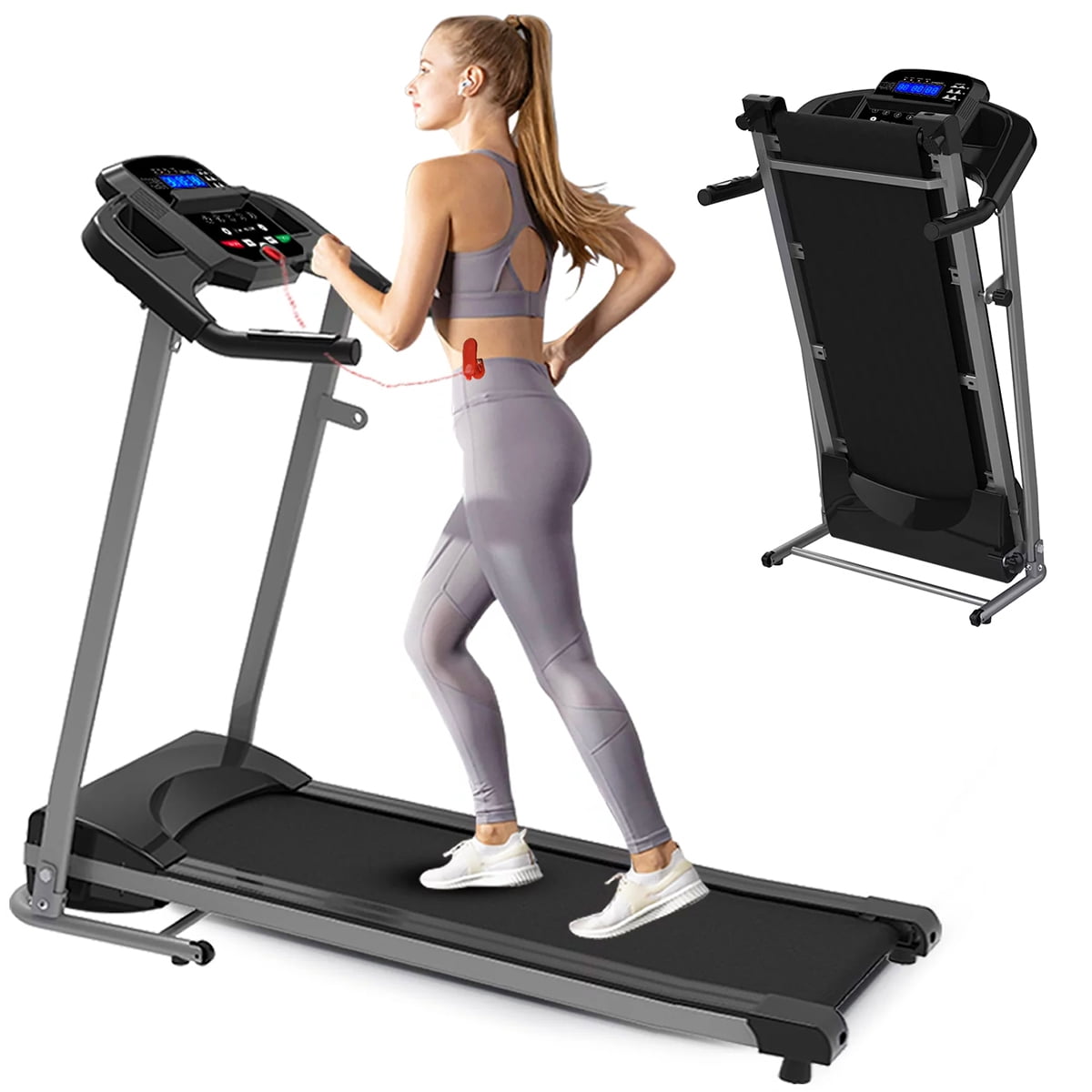 ZPL Electric Running Exercise Treadmill, Black and Gray, 300 lb ...