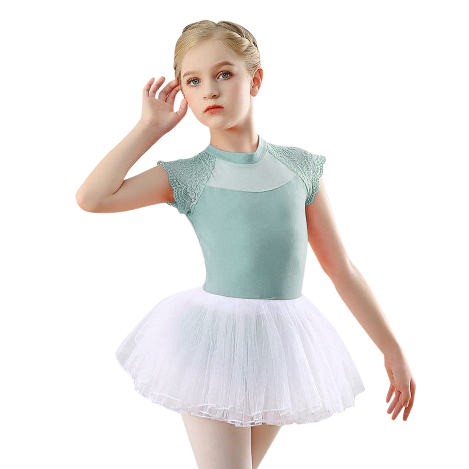 ZPWKLM Outfit Sets For Child Ballet Dance Dress Lace Short Sleeve ...