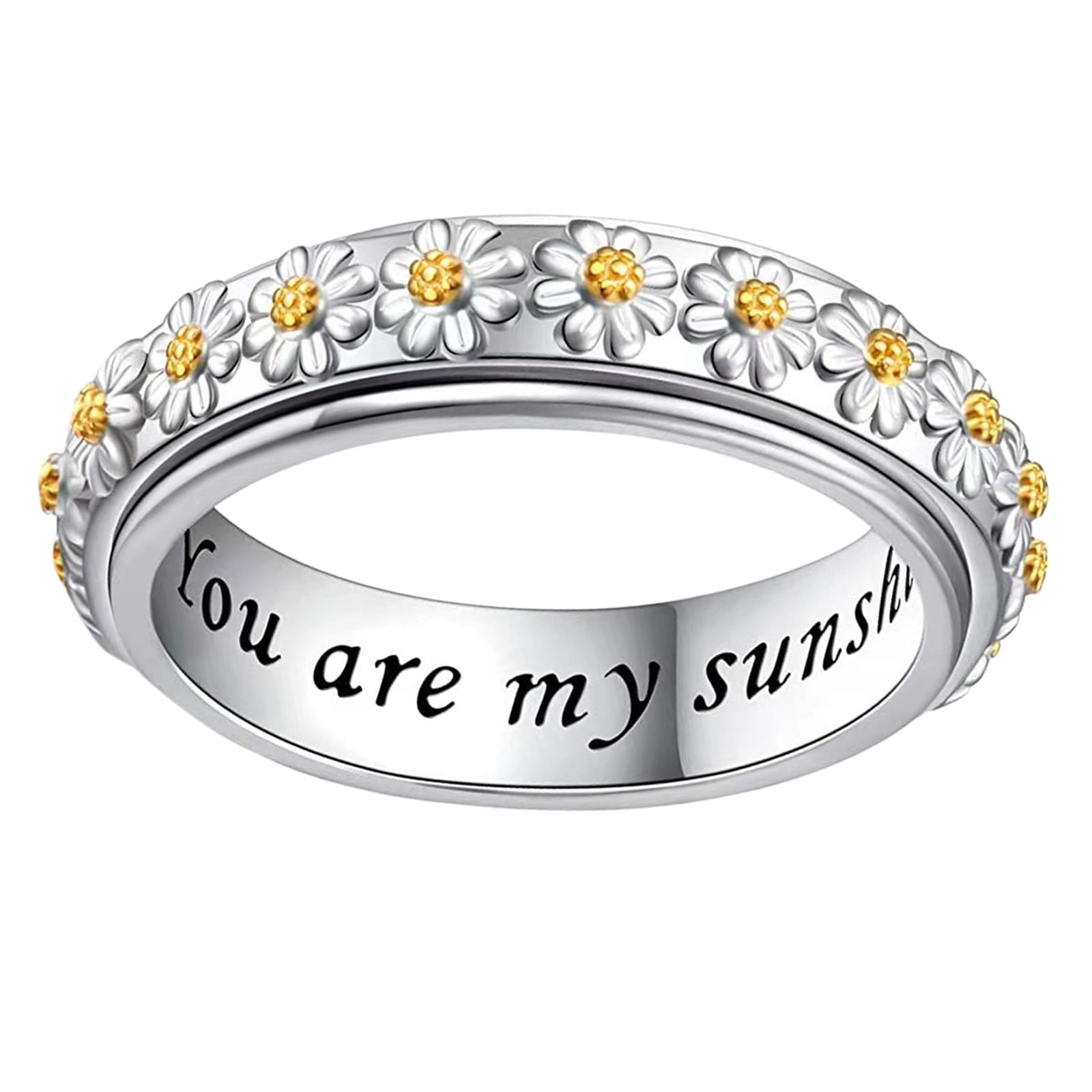 ZPYESWOW Daisy Anxiety Relieve Spinner Rings Women You Are My Sunshine ...