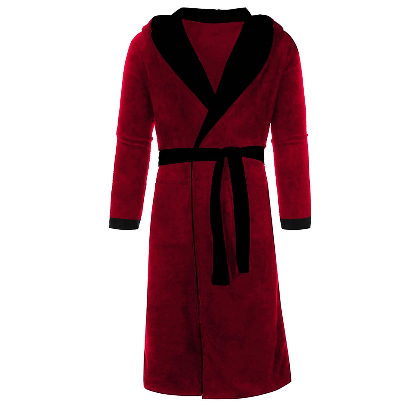 Zpyeswow Men Hooded Bathrobe Plush Long Bath Robes With Pocket Cozy Warm Bathrobe Fuzzy Male Spa