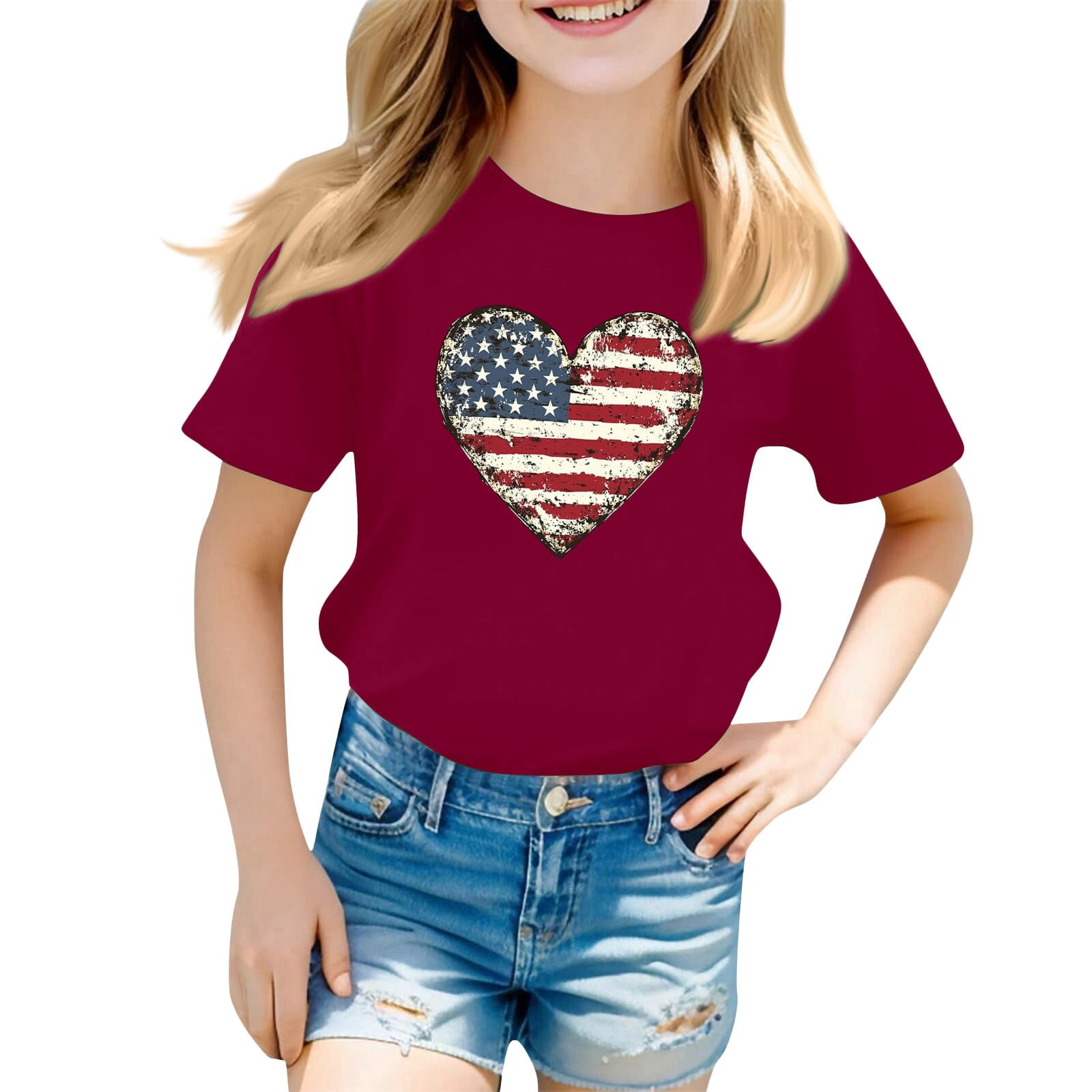 ZPYESWOW Red T Shirt Girls Athletic Tops Girls White Top Teen Girl ...