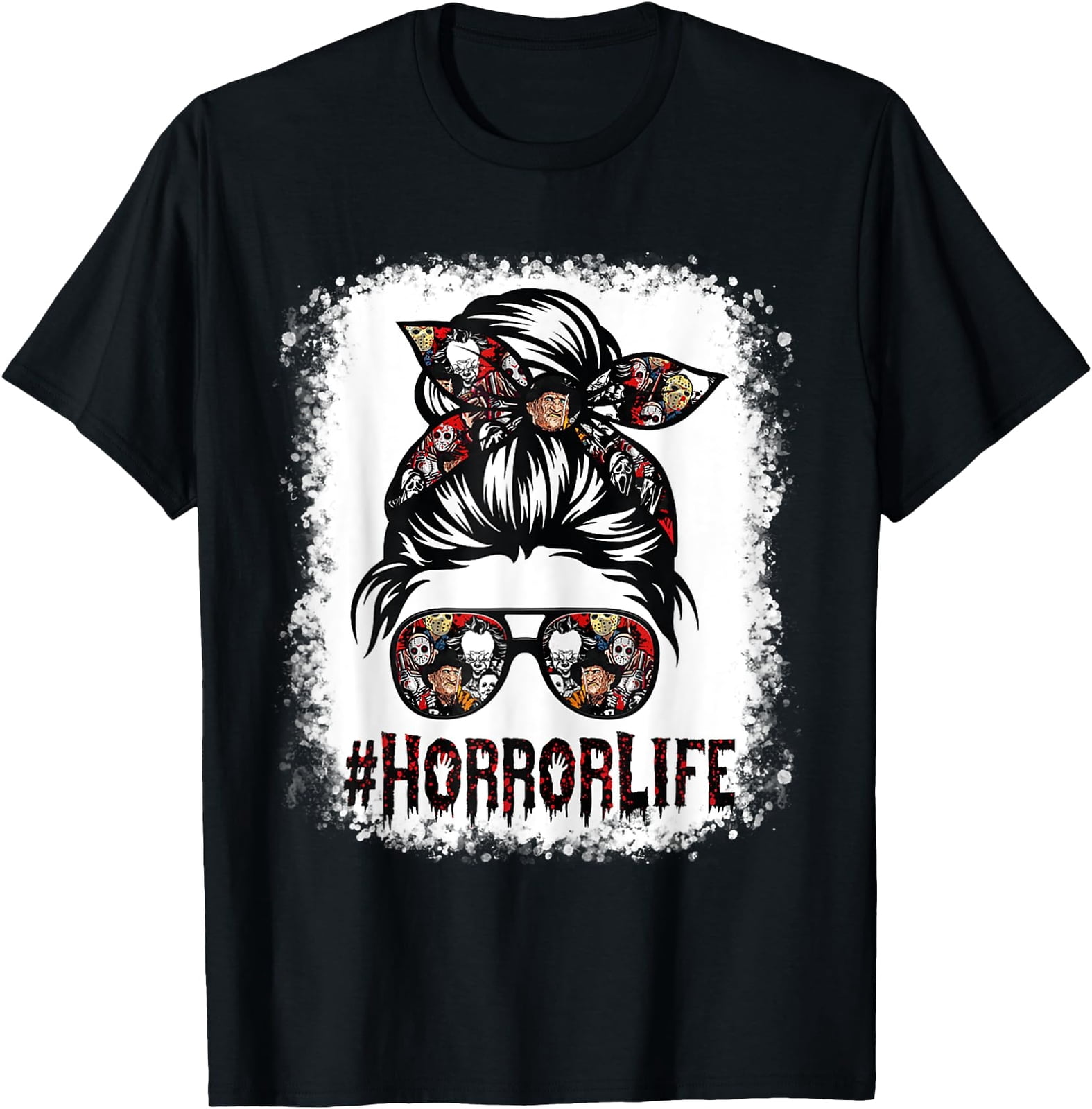 ZPlp Messy Bun Horror Life Horror Movie Horror Mom T Shirt Men ...