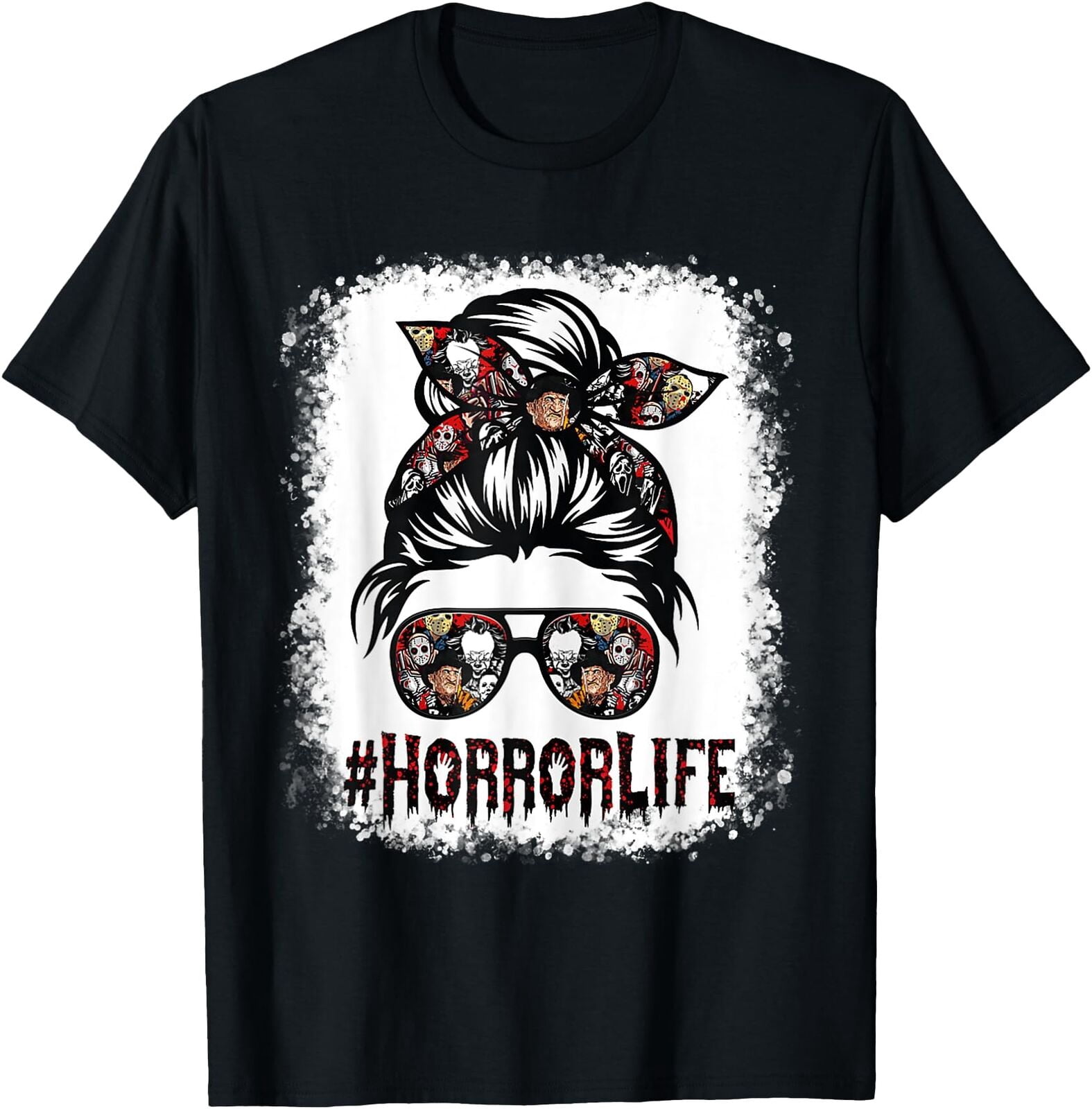 ZPlp Messy Bun Horror Life Horror Movie Horror Mom T Shirt Men ...