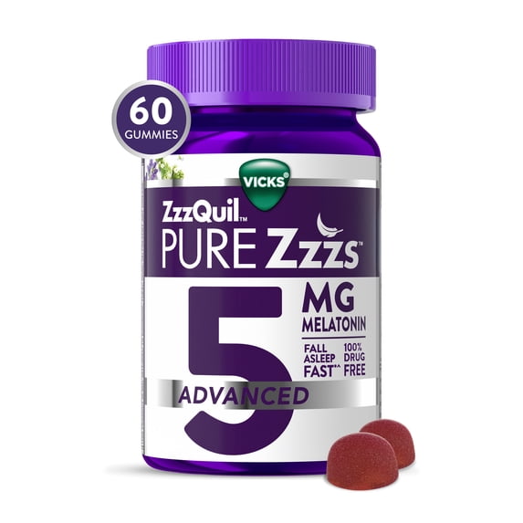ZzzQuil Pure Zzzs Melatonin Gummies, Melatonin 5mg, Sleep Aid, Berry ...