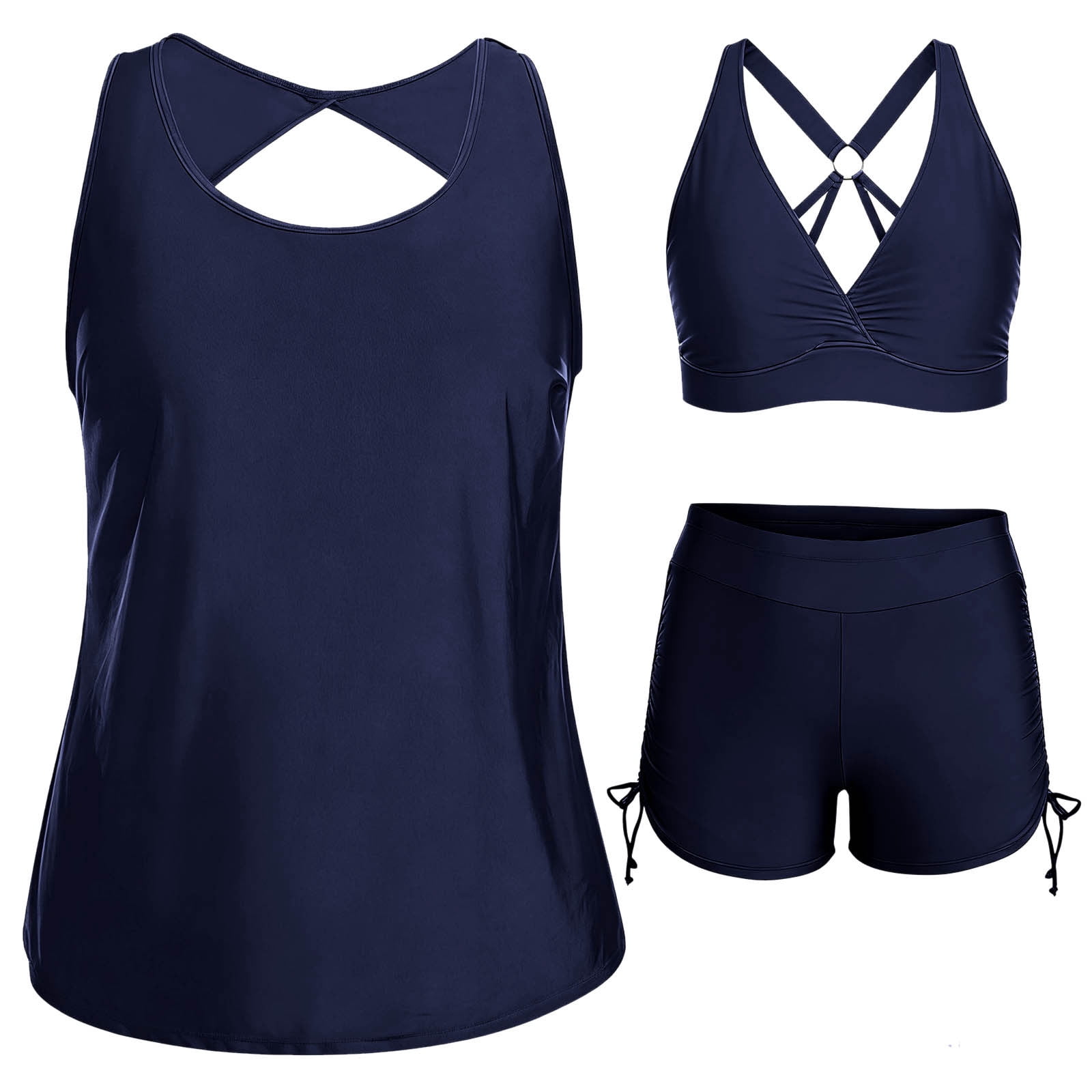 ZQGJB 3 Piece Tankini Swimsuits for Women Swim Tank Top Bathing Suits ...