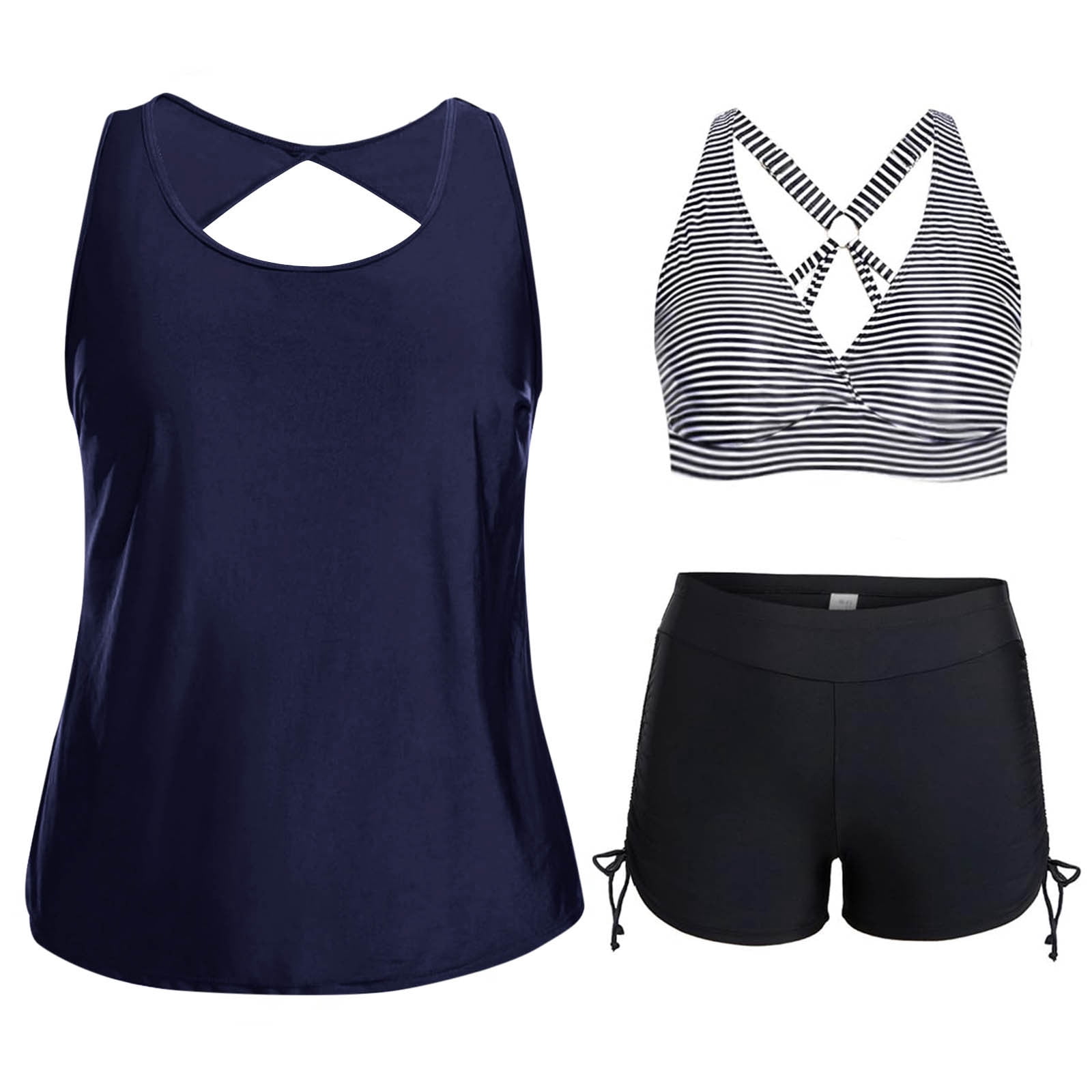 ZQGJB 3 Piece Tankini Swimsuits for Women Swim Tank Top Bathing Suits ...