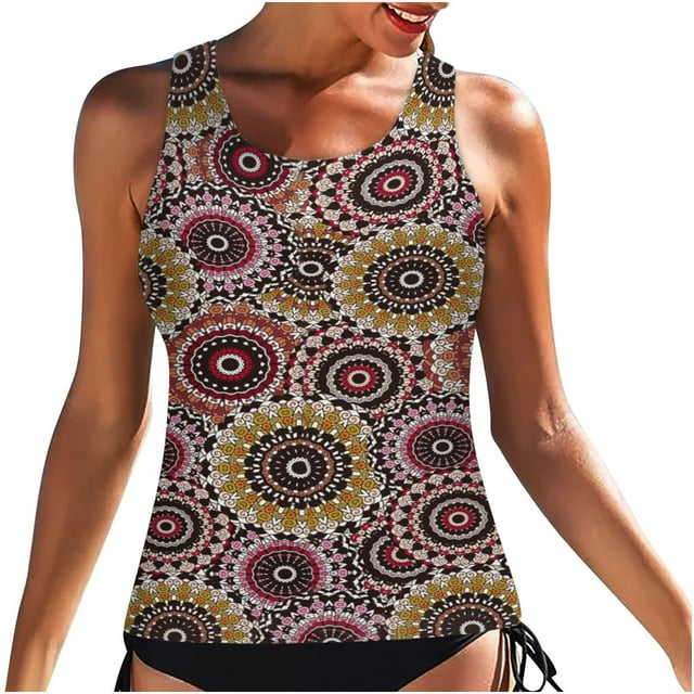 ZQGJB High Neck Tankini Top Bathing Suit Tops for Women Tummy Control ...