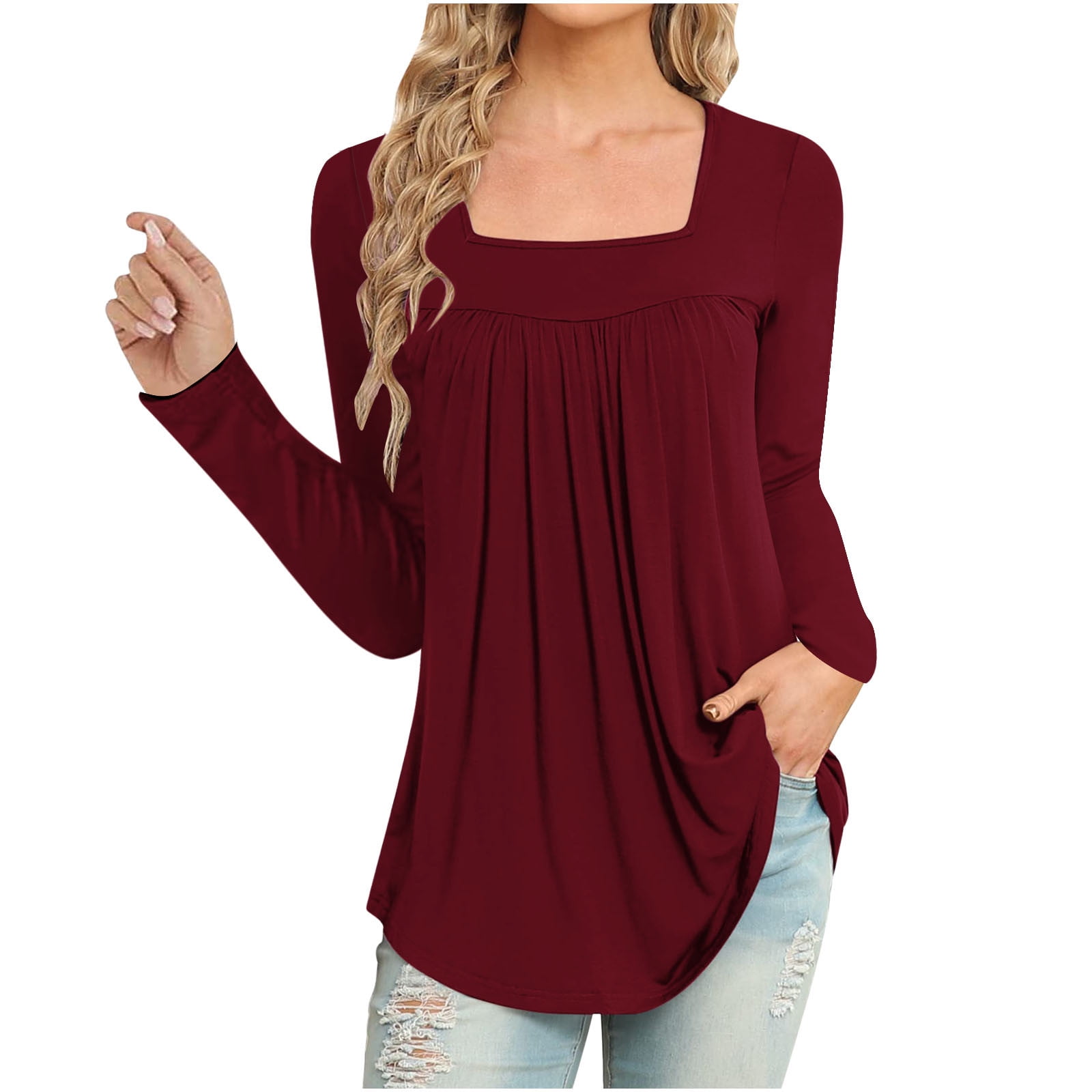 ZQGJB Long Sleeve Tunic Shirts for Women to Wear with Leggings Casual ...