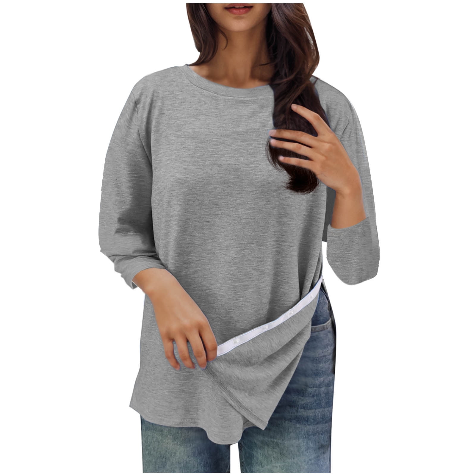ZQGJB Post Shoulder Surgery Shirts for Women Tear Away 3/4 Sleeve Tops ...