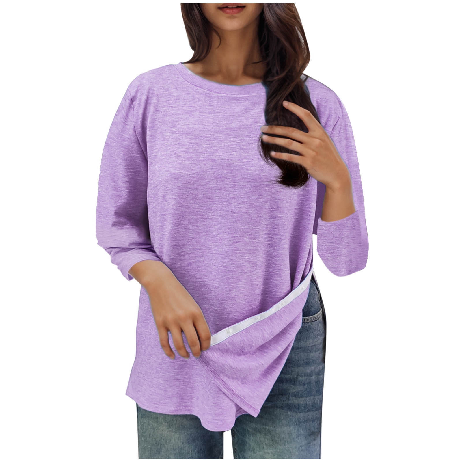 ZQGJB Post Shoulder Surgery Shirts for Women Tear Away 3/4 Sleeve Tops ...
