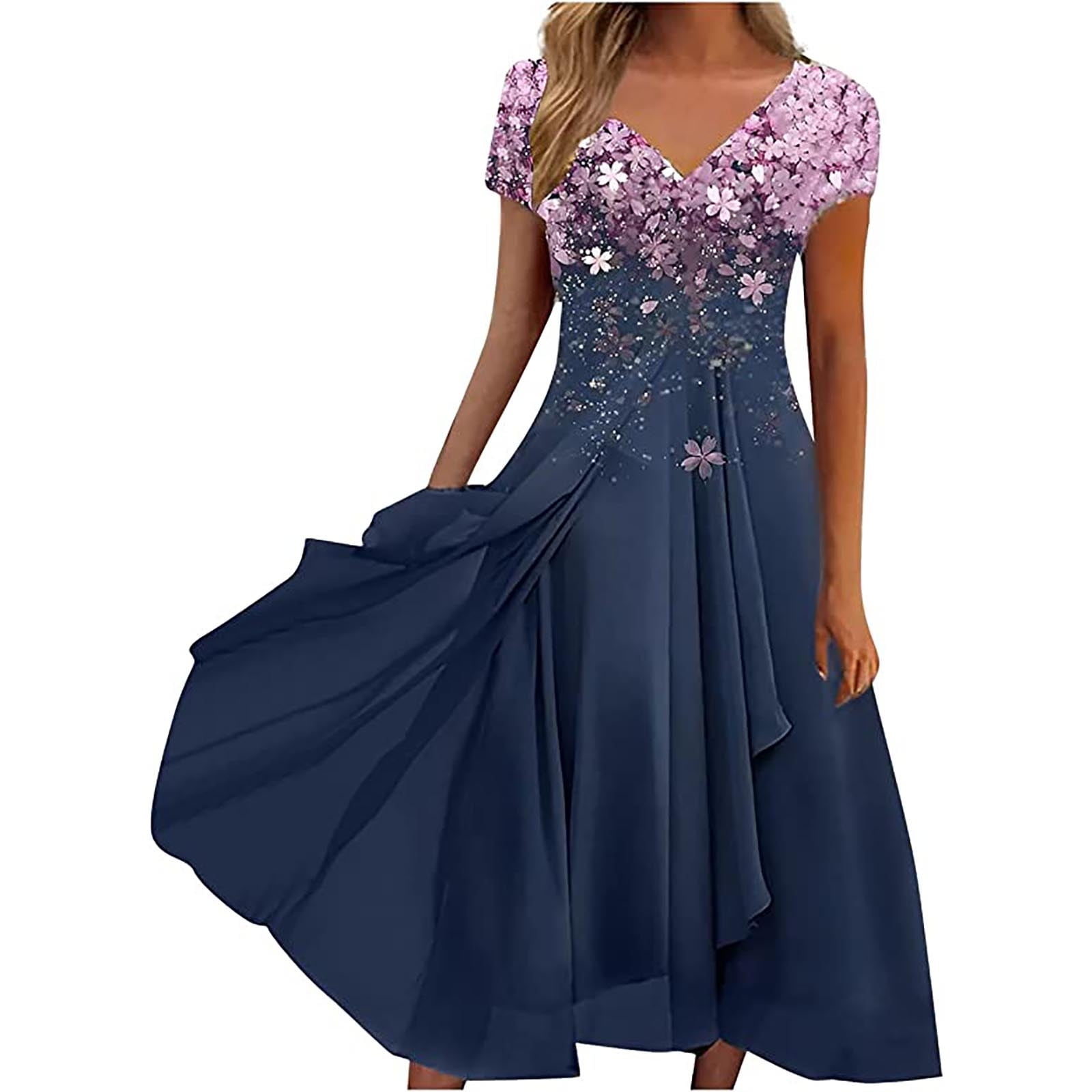 ZQGJB Lace Wedding Guest Dress, Purple Chiffon Formal Evening Dress ...